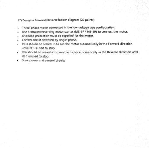 Solved 17) Design a Forward/Reverse ladder diagram (20 | Chegg.com