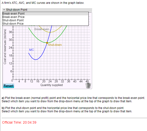 Solved A firm's ATC, AVC, and MC curves are shown in the | Chegg.com
