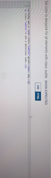 Solved CSS HTML 2 V. Your solution goes here L4 Set color | Chegg.com
