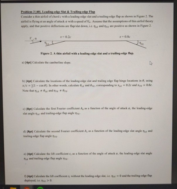 Problem 340). Leading-edge Slat & Trailing-edge Flap | Chegg.com