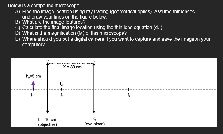 Solved elow is a compound microscope. A) Find the image | Chegg.com