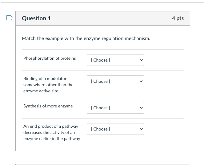 Match the example with the enzyme regulation | Chegg.com