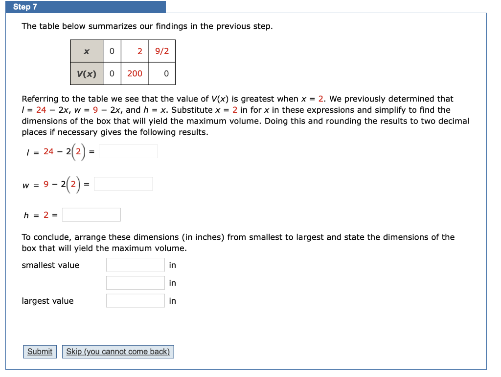 Solved Step 7 The table below summarizes our findings in the | Chegg.com
