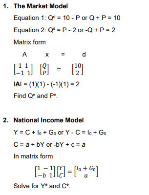 Solved 1. The Market Model Equation 1: Qu = 10 - Por Q+ P = | Chegg.com