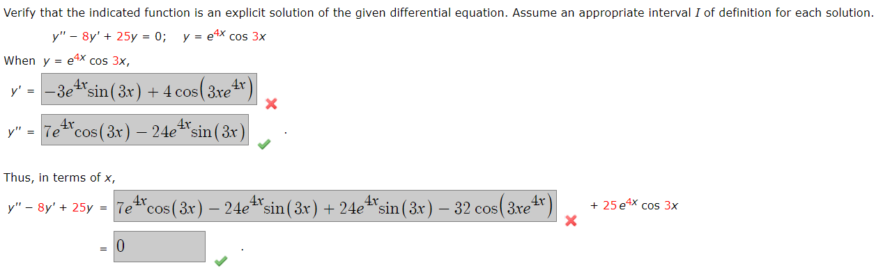 Solved Verify that the indicated function is an explicit | Chegg.com