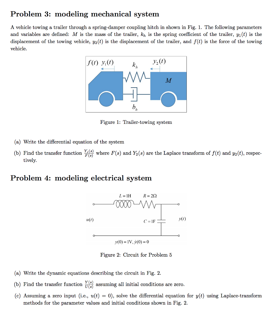 Solved Problem 3: modeling mechanical system A vehicle | Chegg.com