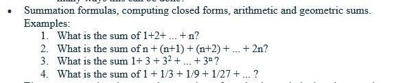 Solved Summation formulas, computing closed forms, | Chegg.com