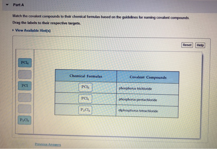 Solved Part A Match the covalent compounds to their | Chegg.com