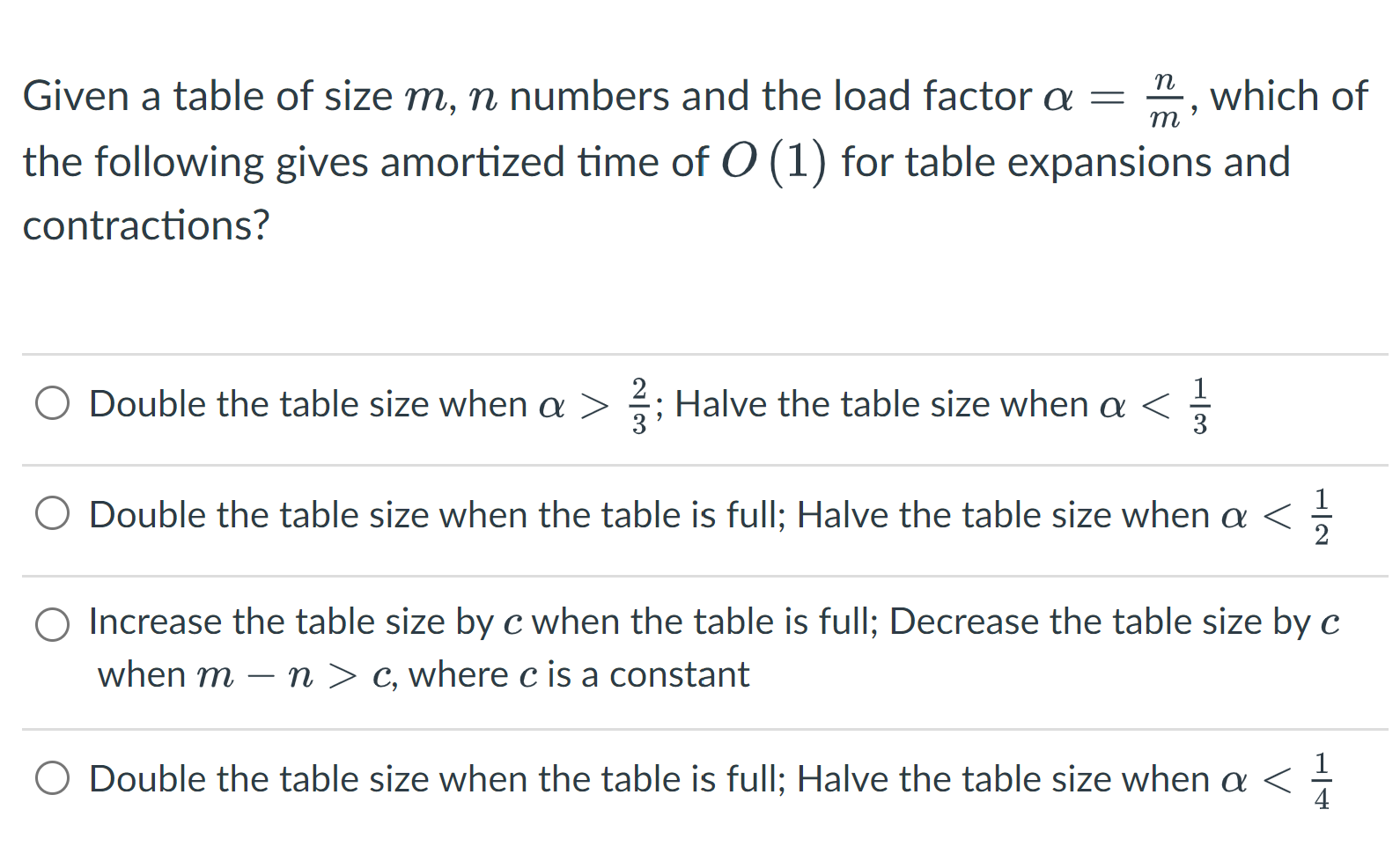 Solved n > т Given a table of size m, n numbers and the load | Chegg.com