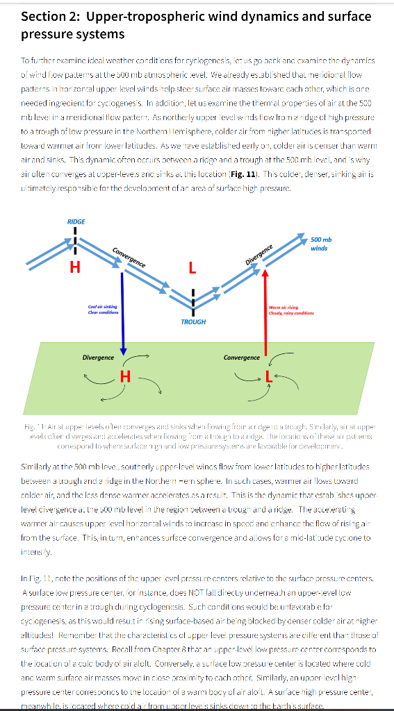 Solved Section 2: Upper-tropospheric wind dynamics and | Chegg.com