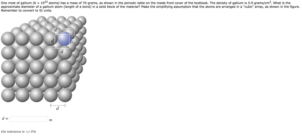 Solved One mole of gallium (6 × 1023 atoms) has a mass of 70 | Chegg.com