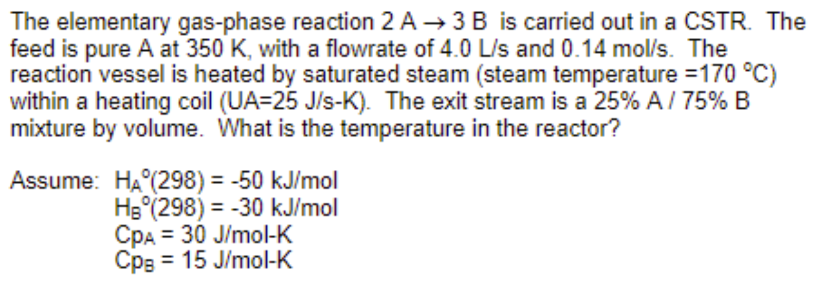 Solved The elementary gas-phase reaction 2 A 3B is carried | Chegg.com