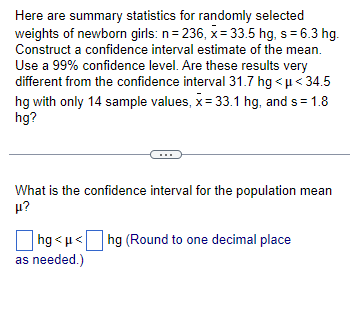 Solved Here are summary statistics for randomly selected | Chegg.com