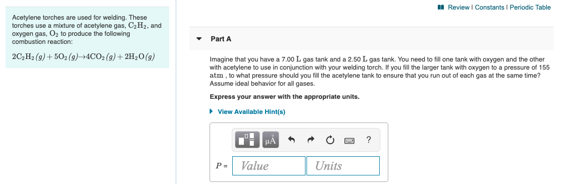 Solved Review Constants Periodic Table Acetylene torches are | Chegg.com