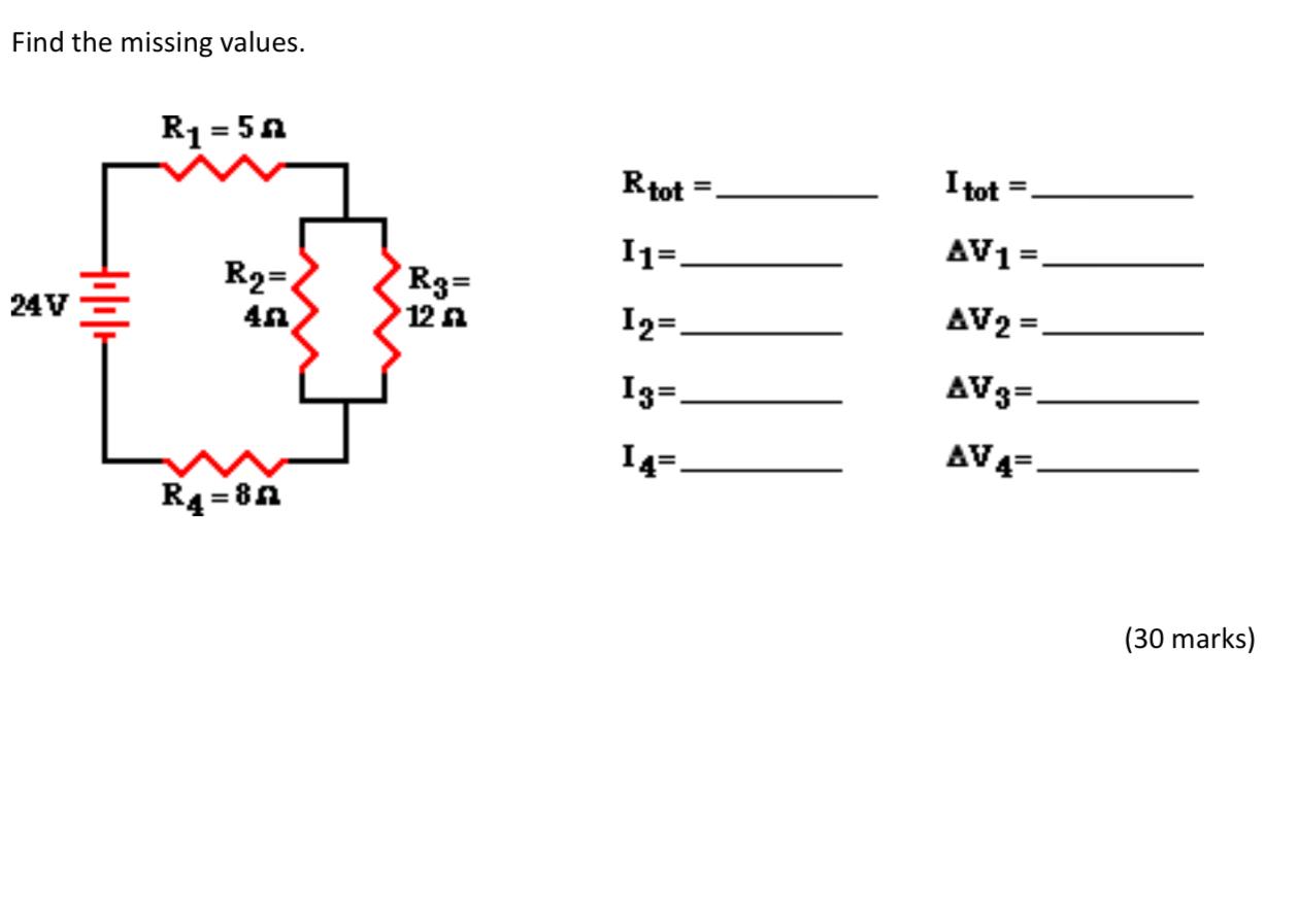 Solved Find the missing values. I4= (30 marks) | Chegg.com