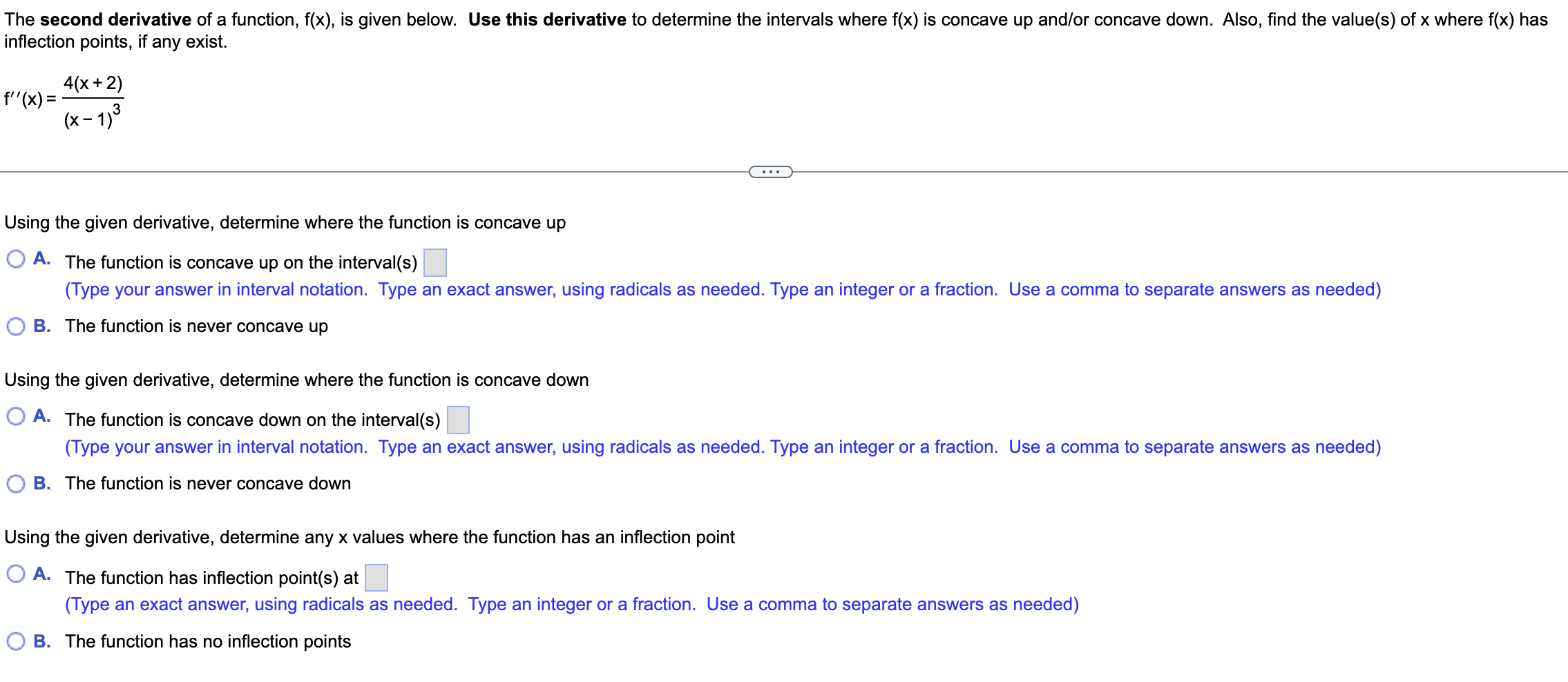 Solved The second derivative of a function, f(x), is given | Chegg.com