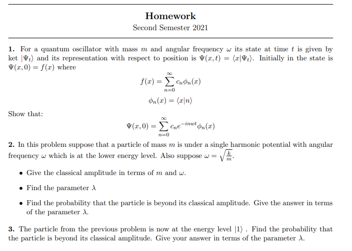 1. For a quantum oscillator with mass m and angular | Chegg.com