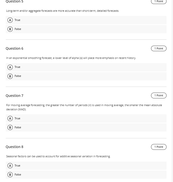 Solved The forecasting technique must be chosen | Chegg.com