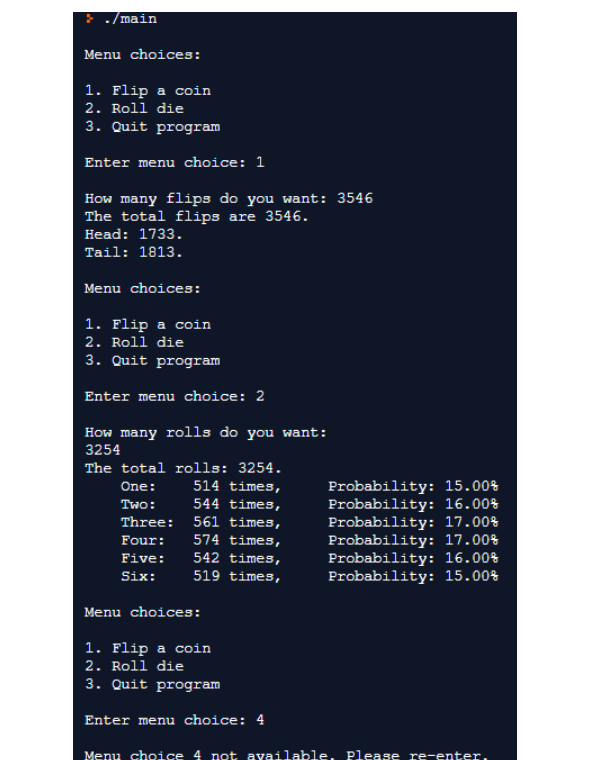 Solved Problem Statement: Create a program with four | Chegg.com