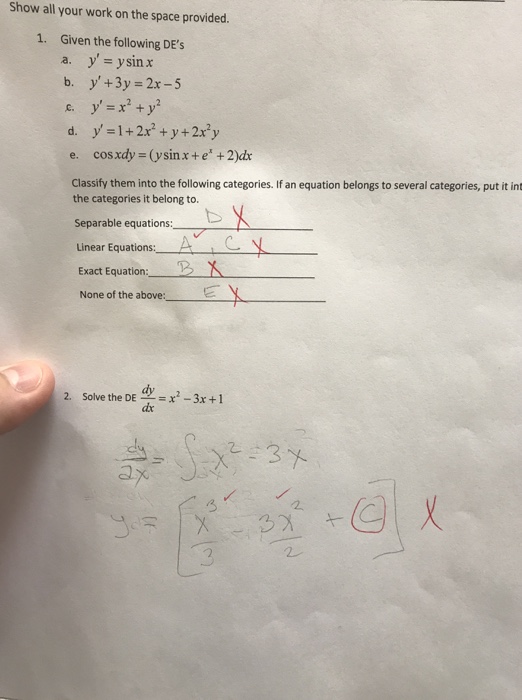 Solved Show all your work on the space provided. 1. Given | Chegg.com