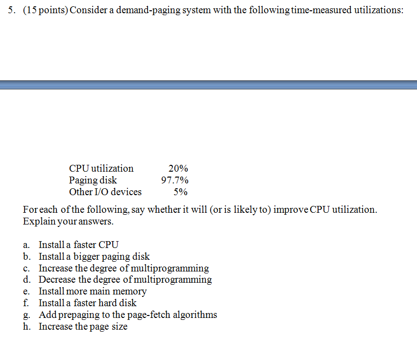 5. (15 points) Consider a demand-paging system with | Chegg.com