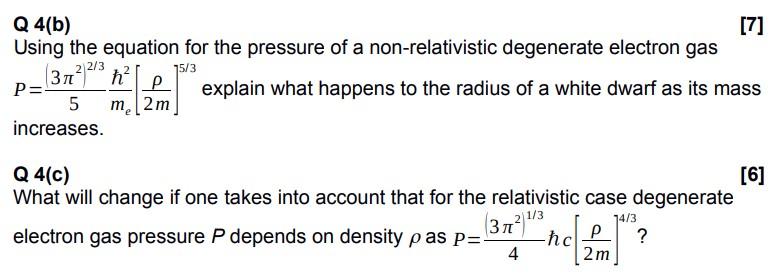 Solved Q 4(b) Using the equation for the pressure of a | Chegg.com