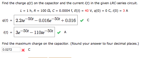 Solved Find the charge q(t) on the capacitor and the current | Chegg.com