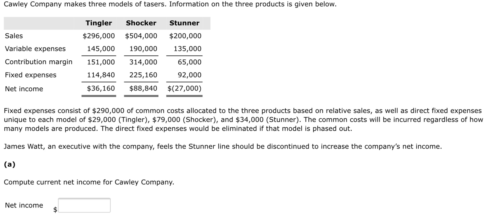 Solved Cawley Company makes three models of tasers. | Chegg.com