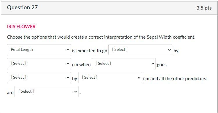 The Iris Flower Data Set at | Chegg.com