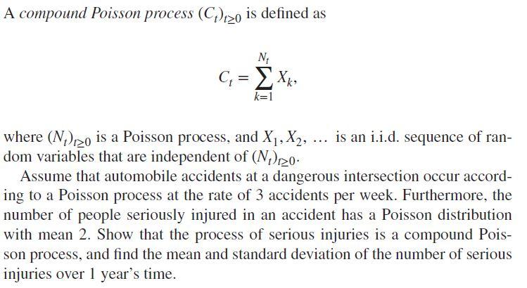A compound Poisson process (Ct)iso is defined as N C, | Chegg.com