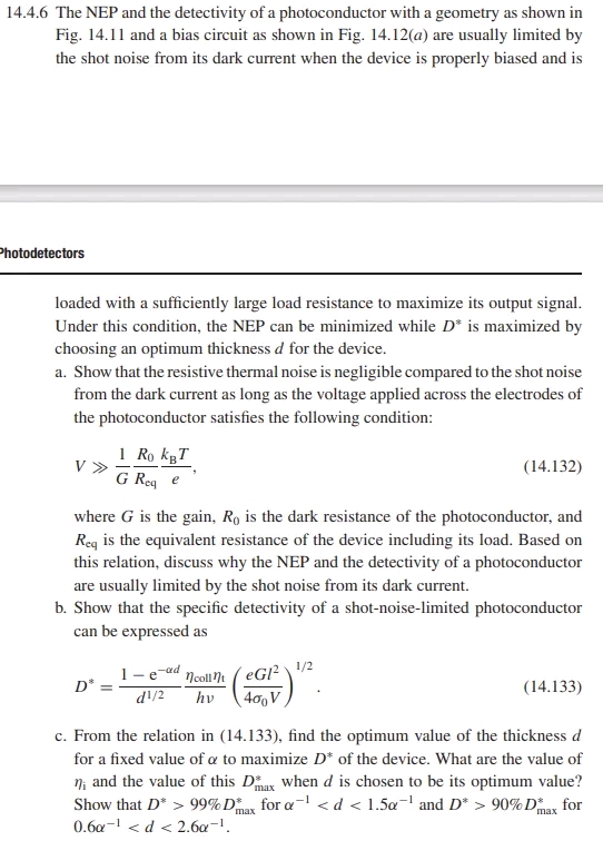 Solved 14 4 6 The Nep And The Detectivity Of A