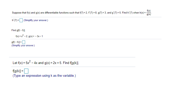 Solved Suppose that f(x) and g(x) are differentiable | Chegg.com