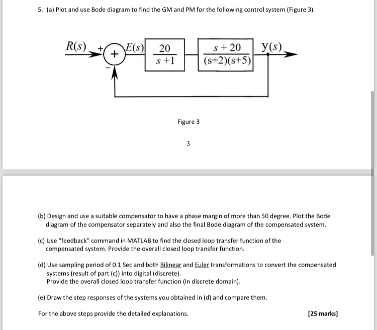 Solved (a) ﻿Plot and use Bode diagram to find the GM and PM | Chegg.com