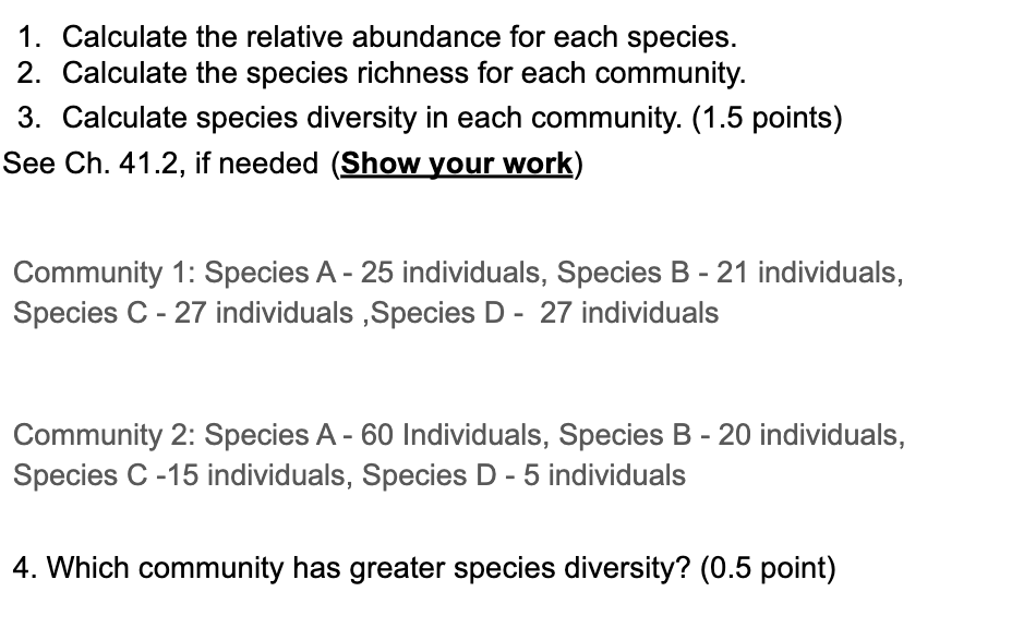 Solved Calculate the relative abundance for each | Chegg.com