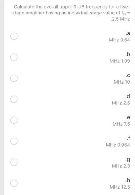 Solved Calculate the overall upper 3-dB frequency for a | Chegg.com