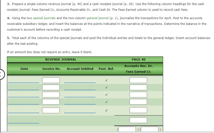 Solved Revenue and cash receipts journals; accounts | Chegg.com