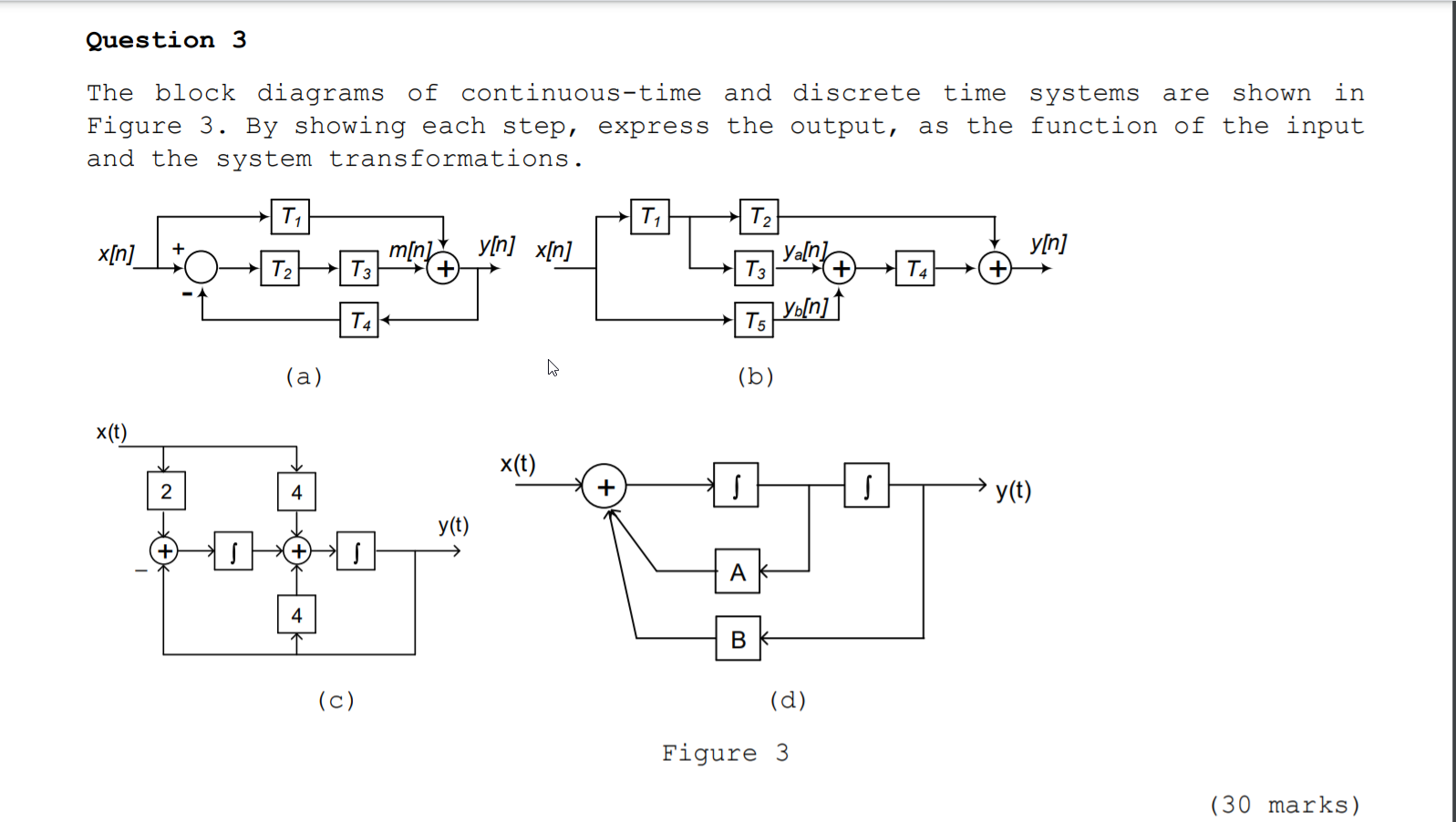 Solved Question 3 The block diagrams of continuous-time and | Chegg.com