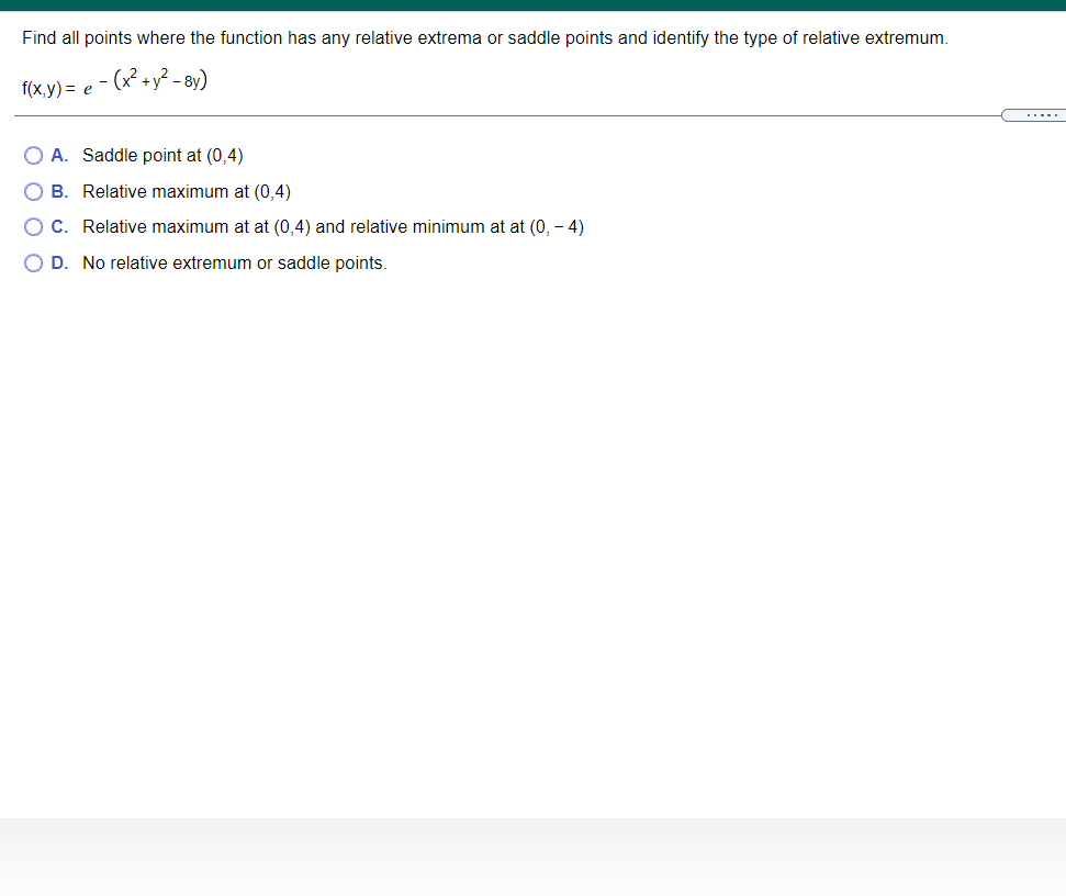 Solved Find all points where the function has any relative | Chegg.com