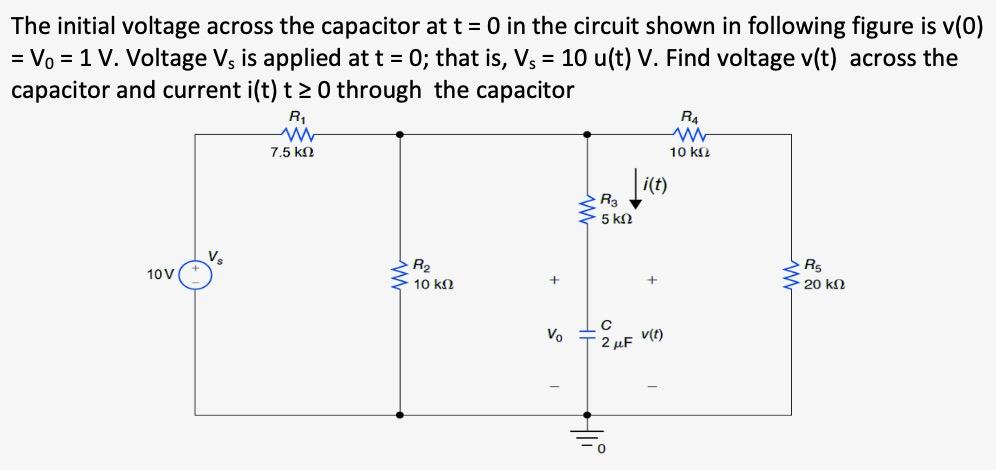 Solved The initial voltage across the capacitor at t = 0 in | Chegg.com