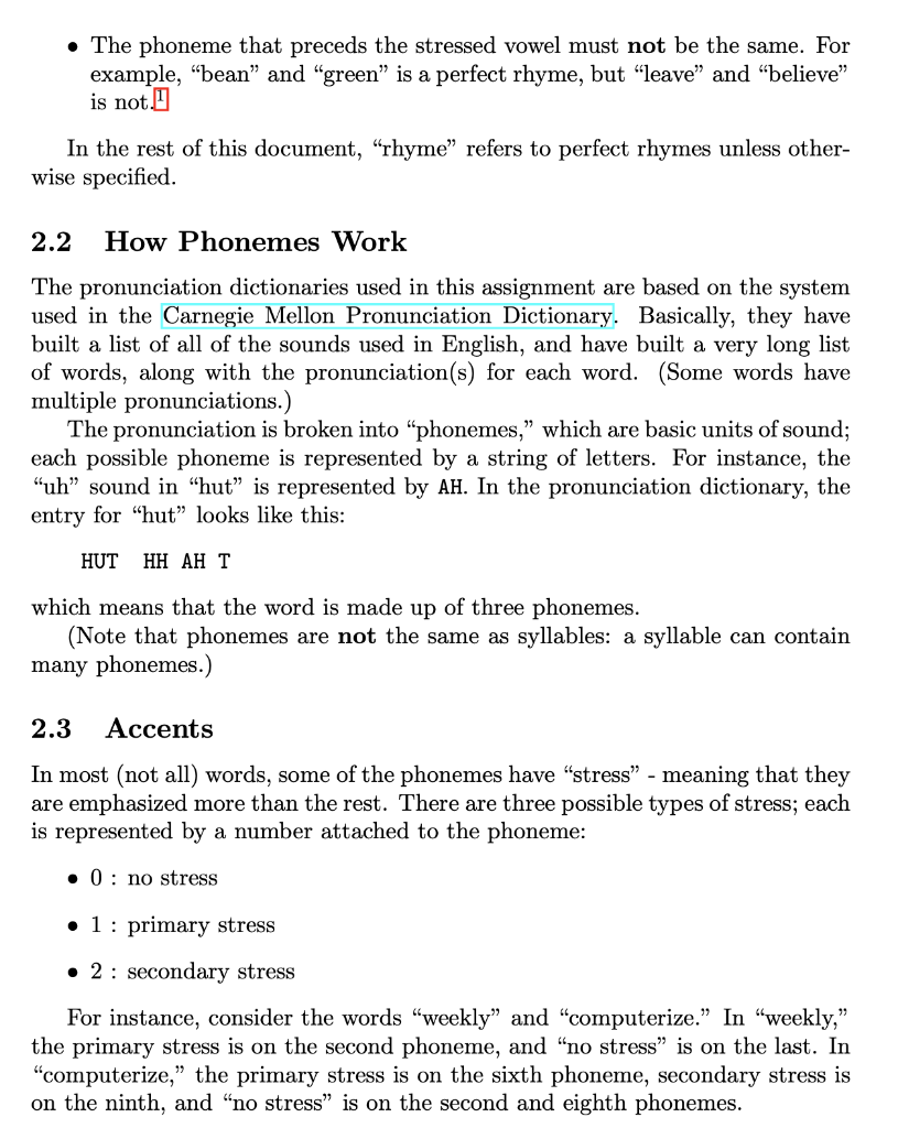 Solved 1 Overview You will write a program named rhymes.py . | Chegg.com