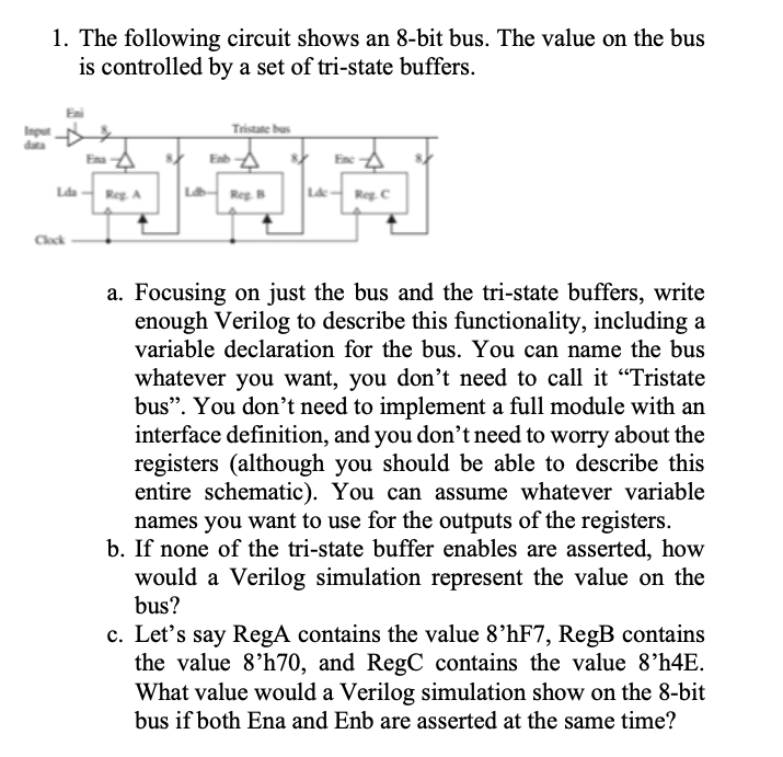 1. The following circuit shows an 8-bit bus. The | Chegg.com