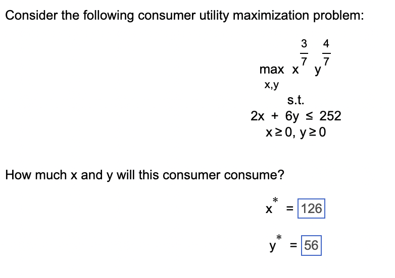 Solved Consider The Following Consumer Utility Maximization