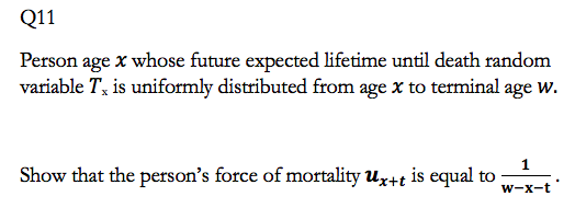 Solved Q11 Person age x whose future expected lifetime until | Chegg.com
