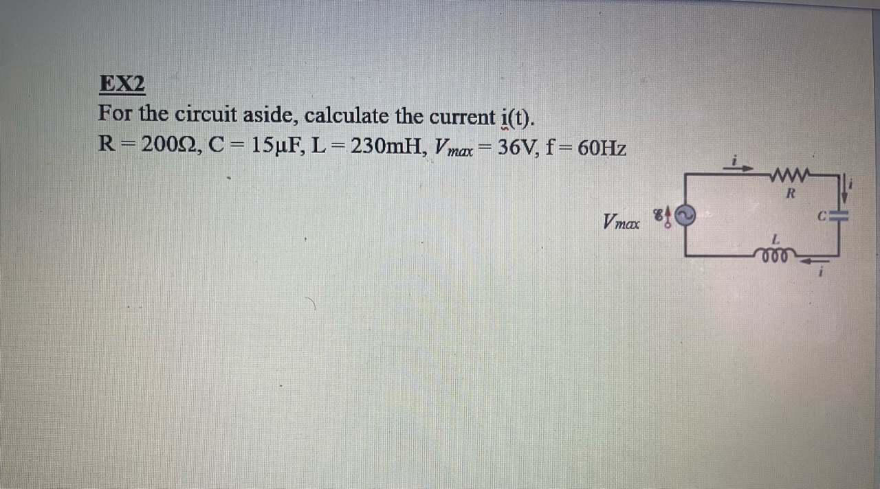Solved EX2 For the circuit aside, calculate the current | Chegg.com