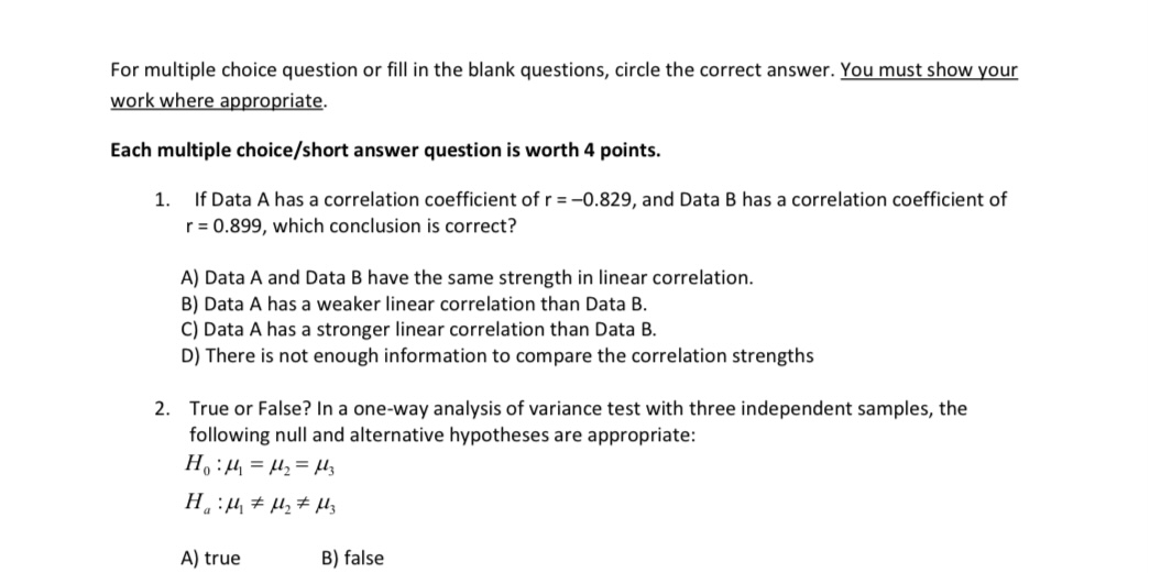 Solved For multiple choice question or fill in the blank | Chegg.com