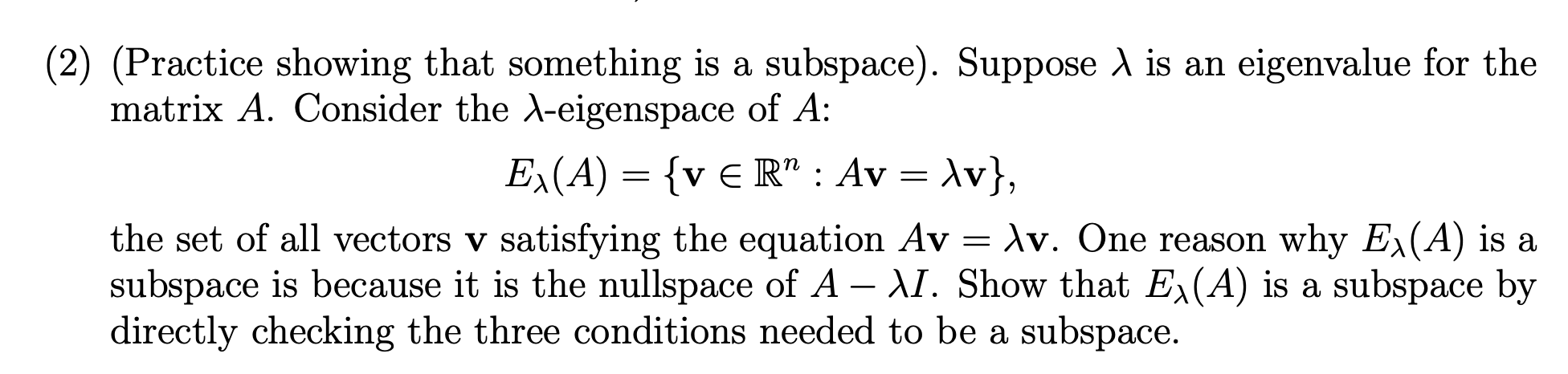 Solved 2) (Practice showing that something is a subspace). | Chegg.com