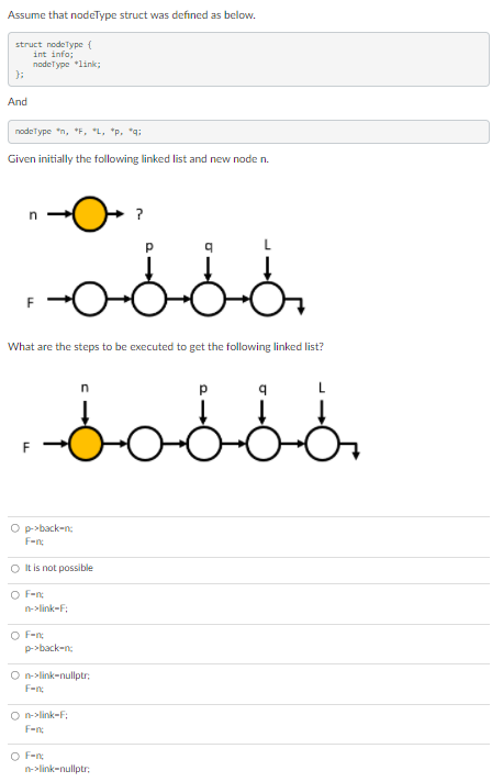 Solved Assume that nodeType struct was defined as below. | Chegg.com
