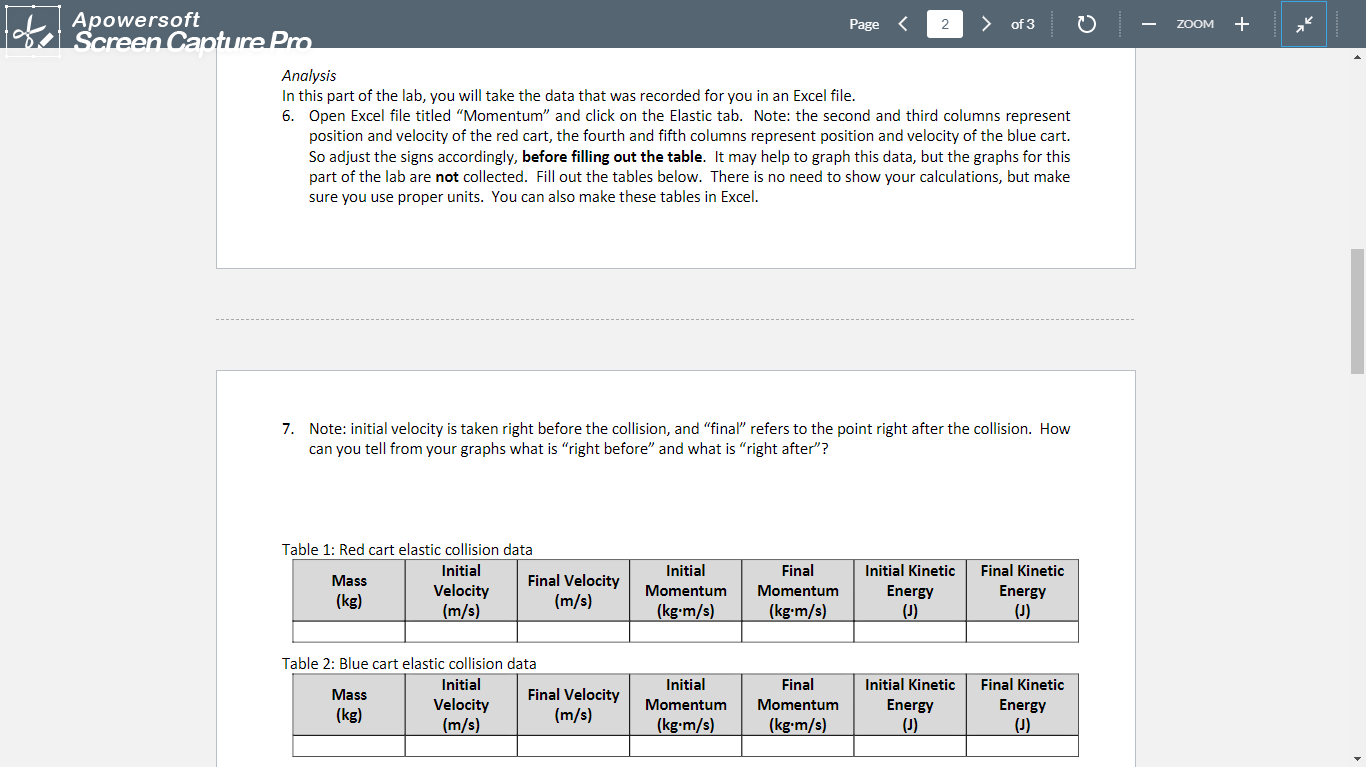 Solved Part I: Elastic Collision Procedure 1. Set the two | Chegg.com