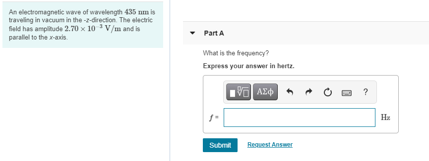 Solved An electromagnetic wave of wavelength 435 nm is | Chegg.com