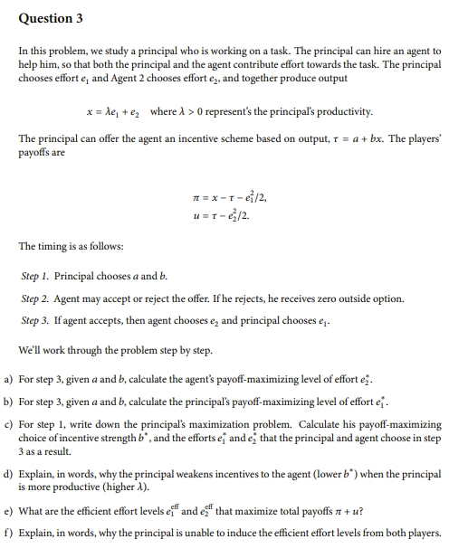 Solved In this problem, we study a principal who is working | Chegg.com